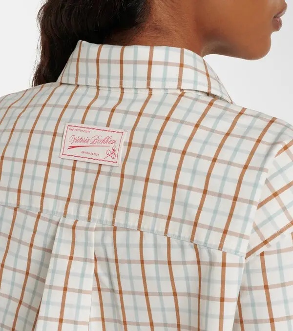 Victoria Beckham Ellis Checked Cotton Shirt - Beige
