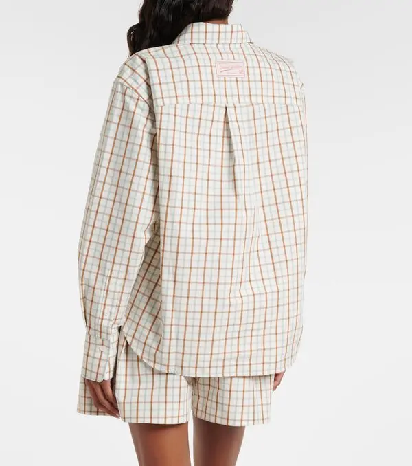 Victoria Beckham Ellis Checked Cotton Shirt - Beige