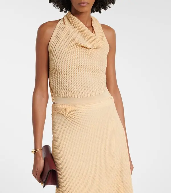 Victoria Beckham Draped Knitted Crop Top