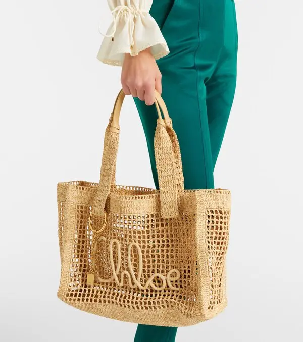 Chloé East-west Raffia Tote Bag - Beige