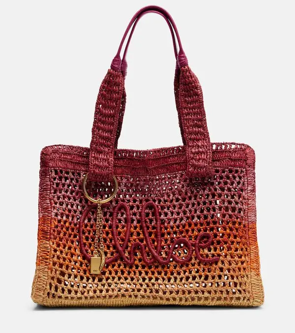 Chloé East-west Raffia Tote Bag - Red