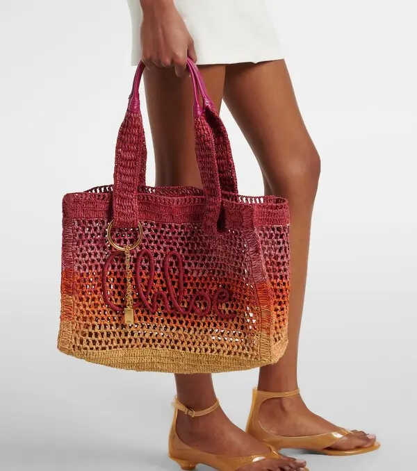 Chloé East-west Raffia Tote Bag - Red