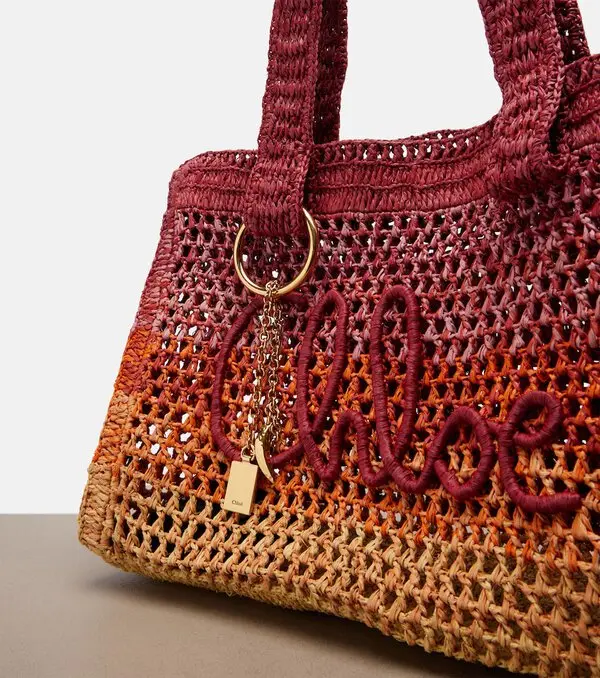 Chloé East-west Raffia Tote Bag - Red