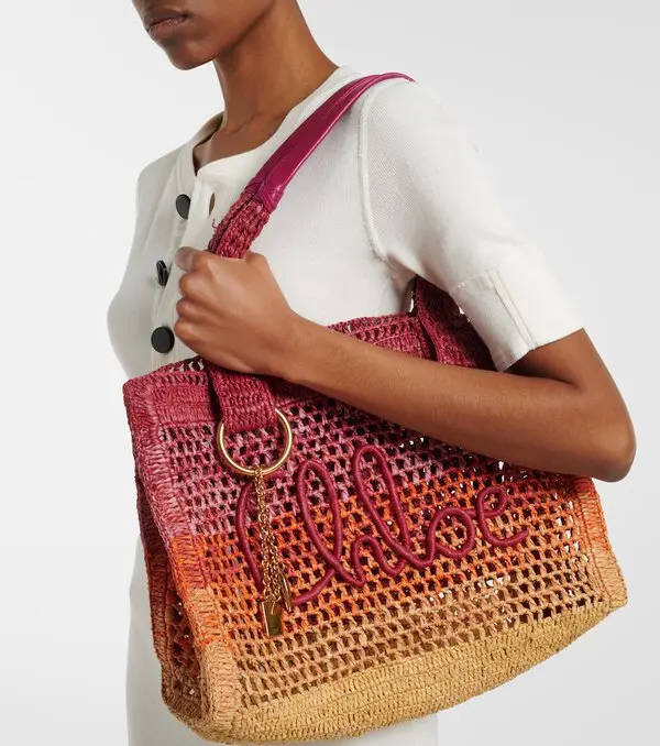 Chloé East-west Raffia Tote Bag - Red