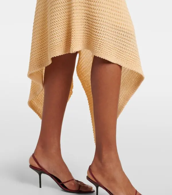 Victoria Beckham Knitted Asymmetric Cotton-blend Midi Skirt - Beige