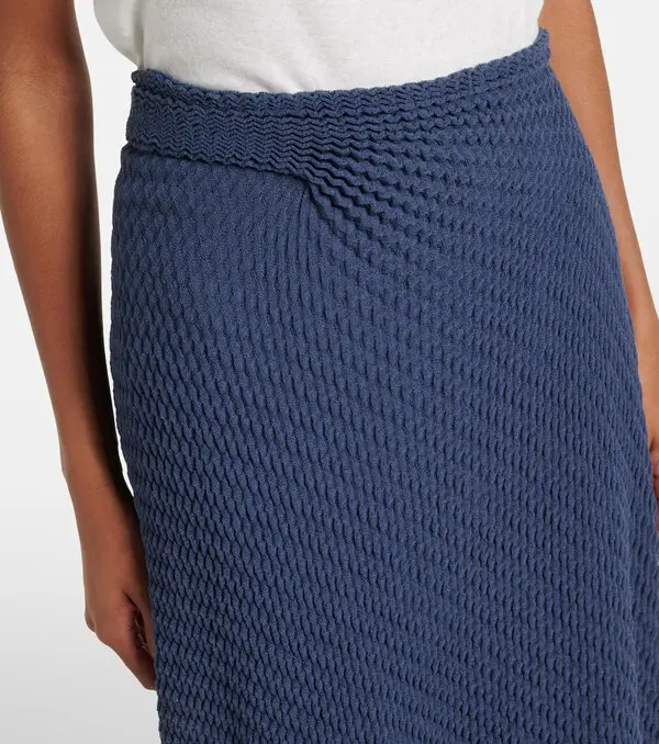 Victoria Beckham Draped Knitted Cotton-blend Midi Skirt - Blue
