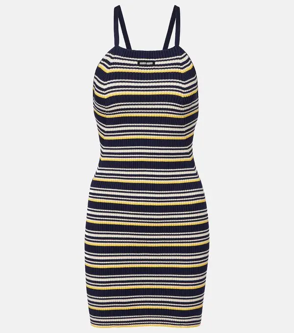 Miu Miu Striped Cotton-blend Minidress - Multicoloured