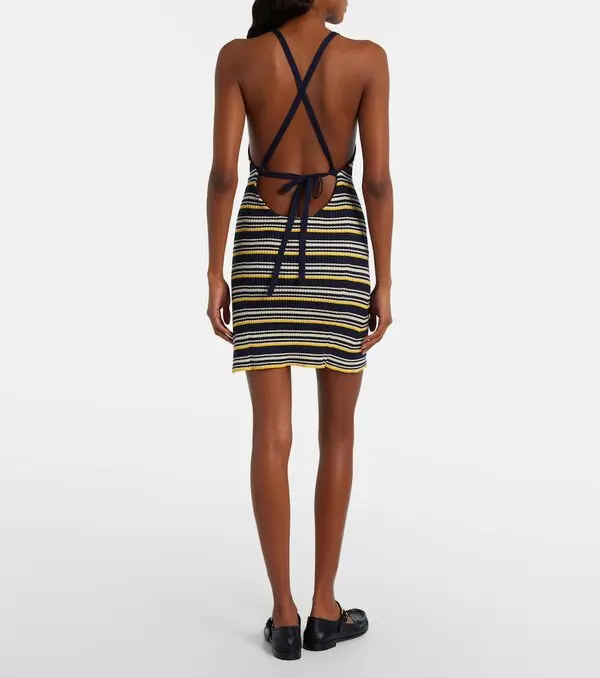Miu Miu Striped Cotton-blend Minidress - Multicoloured