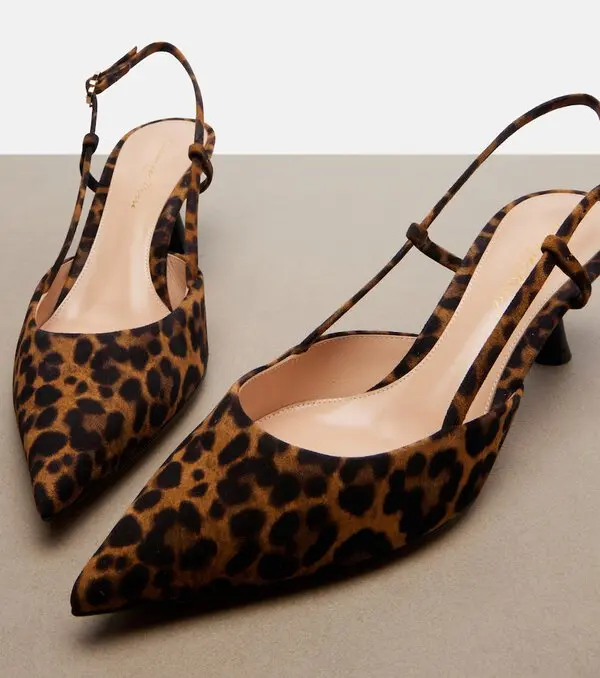 GIANVITO ROSSI Ascent Leopard-print Suede Slingback Pumps