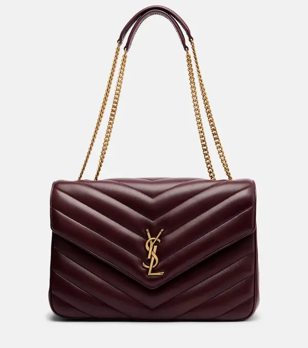 Saint Laurent Loulou Large Leather Shoulder Bag - Burgundy