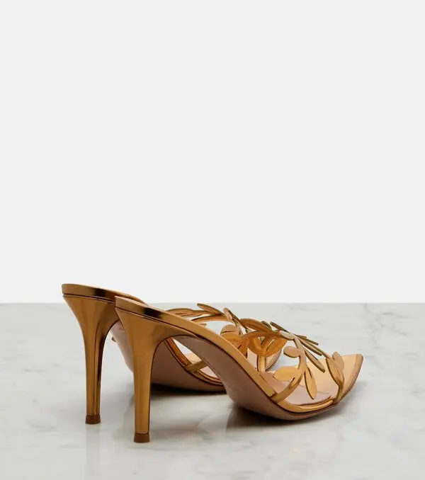 GIANVITO ROSSI Flavia Mirrored Leather Mules