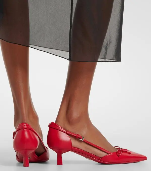 Prada Bow-detail Leather Pumps - Red