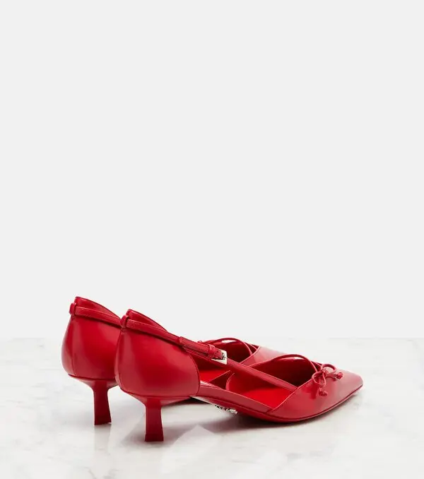 Prada Bow-detail Leather Pumps - Red