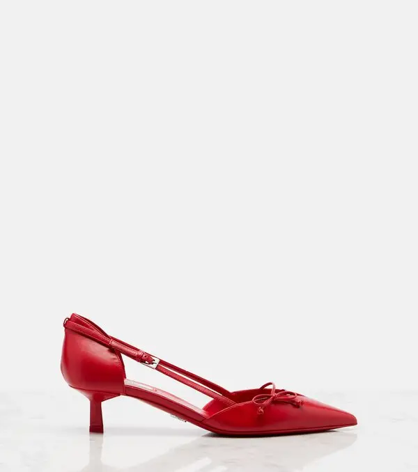 Prada Bow-detail Leather Pumps - Red