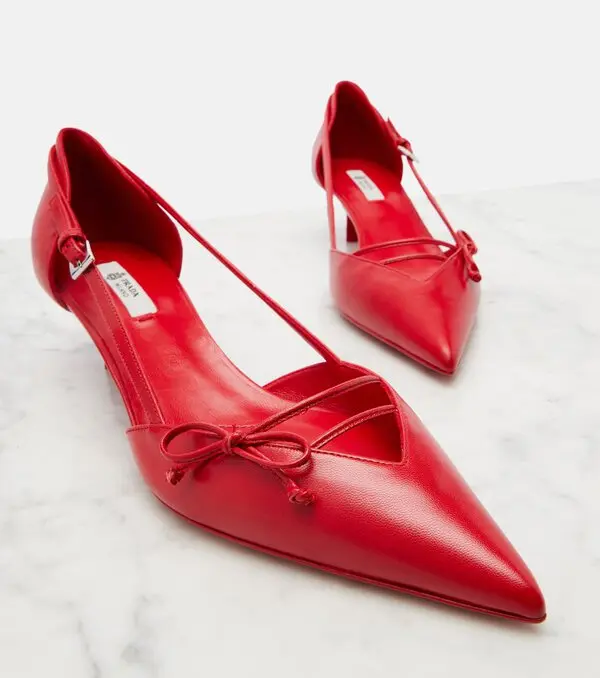 Prada Bow-detail Leather Pumps - Red
