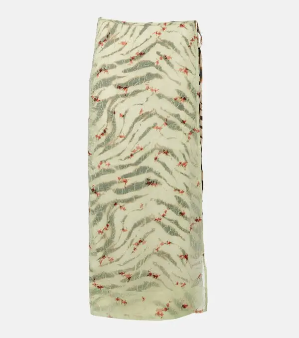 GANNI Printed Organza Wrap Skirt - Multicoloured