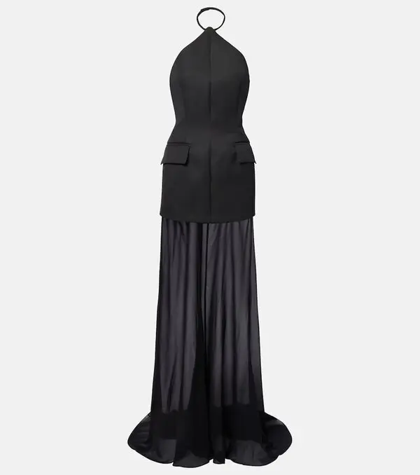 Sportmax Pinne Silk-trimmed Maxi Dress - Black