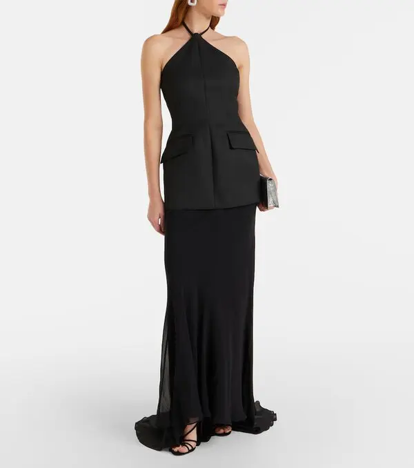 Sportmax Pinne Silk-trimmed Maxi Dress - Black