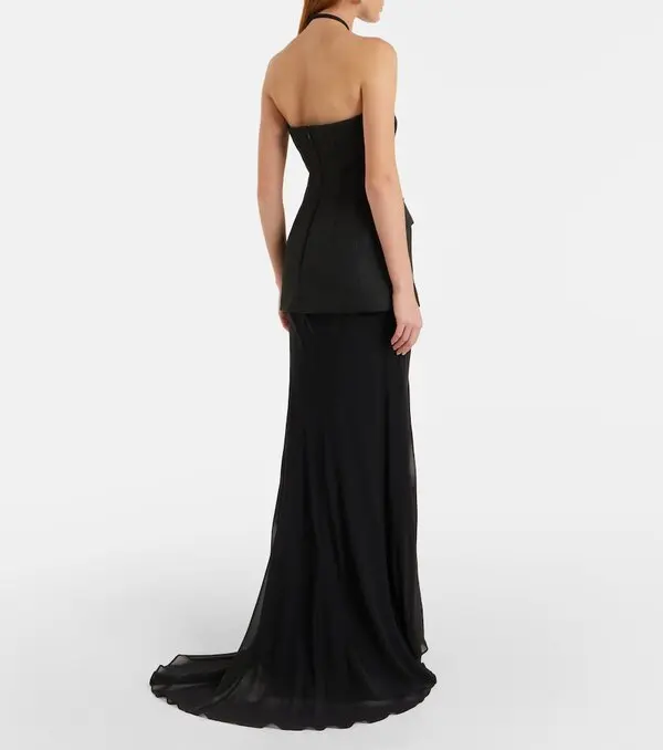 Sportmax Pinne Silk-trimmed Maxi Dress - Black