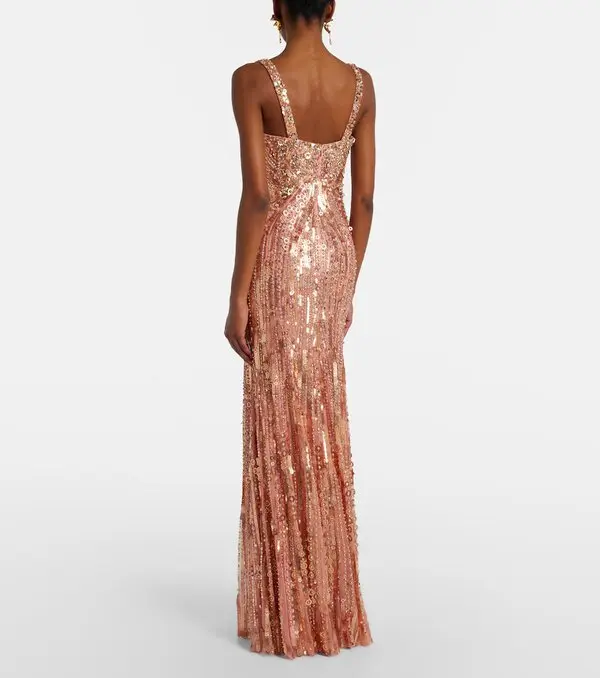 Jenny Packham Da Vinci Embellished Bustier Gown - Pink