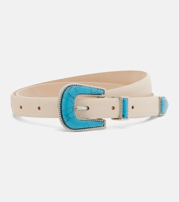 DEHANCHE Déhanche Travertine Leather Belt - White