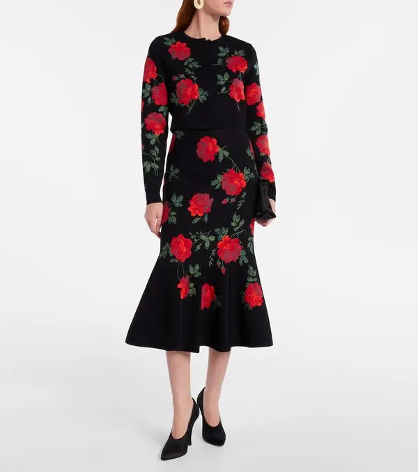 Carolina Herrera Floral Jacquard Cropped Cardigan