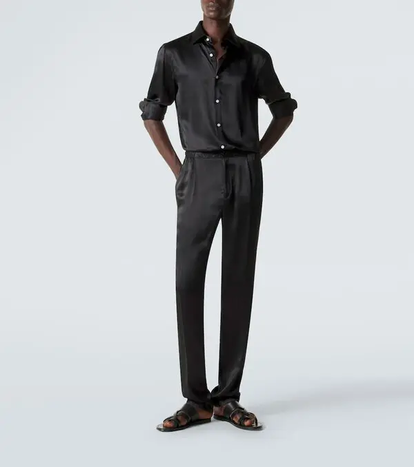 Rubinacci Straight Silk Pants