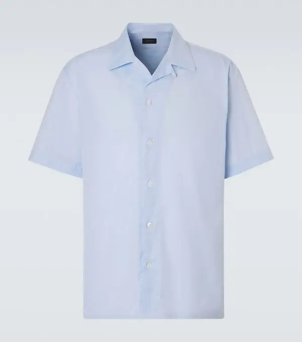 Brioni Striped Cotton Poplin Bowling Shirt