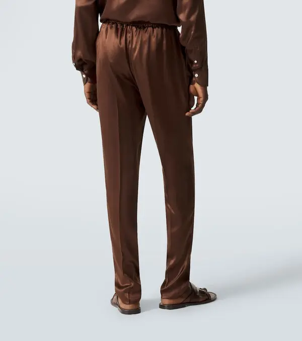 Rubinacci Reversible Silk Straight Pants - Brown