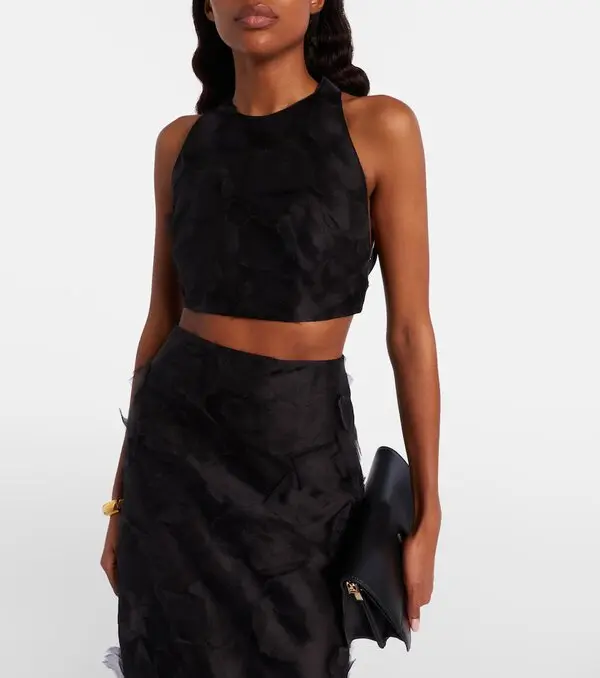 Max Mara Silk Fil Coupé Crop Top - Black