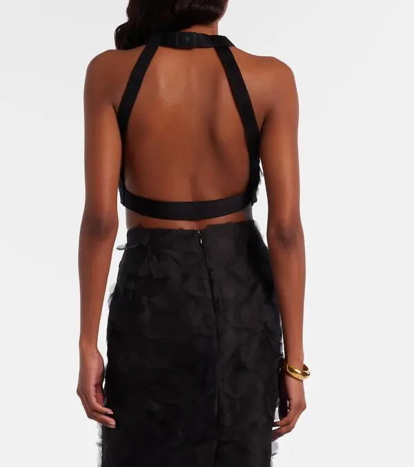 Max Mara Silk Fil Coupé Crop Top - Black