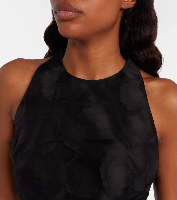 Max Mara Silk Fil Coupé Crop Top - Black