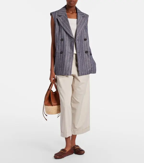 Max Mara Danza Wide-leg Cotton Pants - Beige