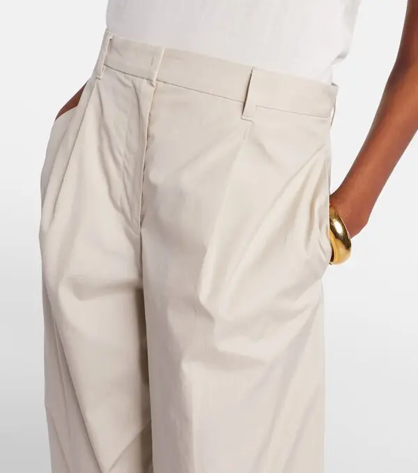 Max Mara Danza Wide-leg Cotton Pants - Beige