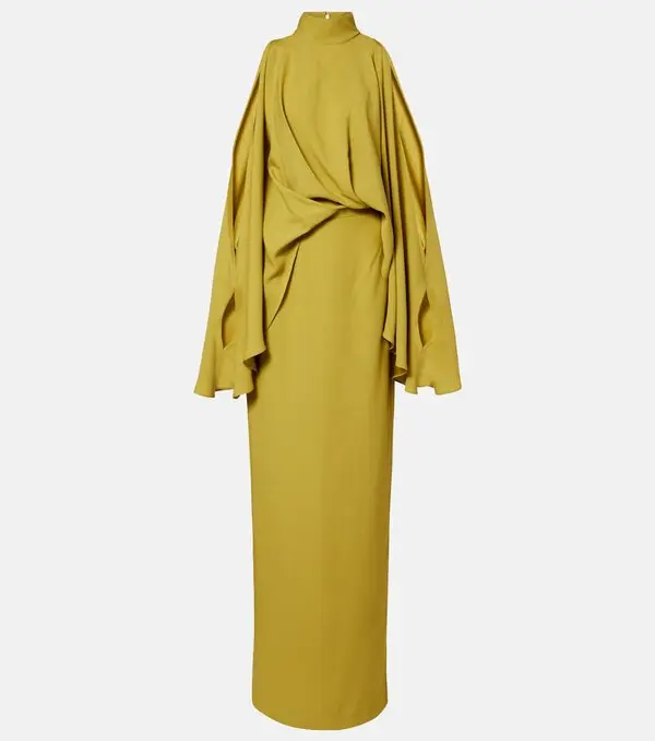 TALLER MARMO Bacall Draped Crêpe Cady Gown - Green