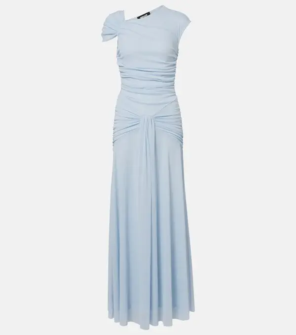 ROTATE BY BIRGER CHRISTENSEN Asymmetric Draped Maxi Dress - Blue
