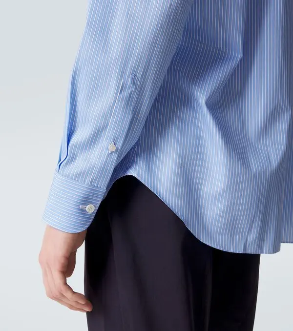 Brioni Striped Cotton Poplin Shirt - Blue