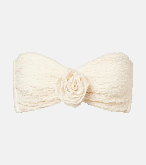 MONTCE Floral-appliqué Bandeau Bikini Top - White