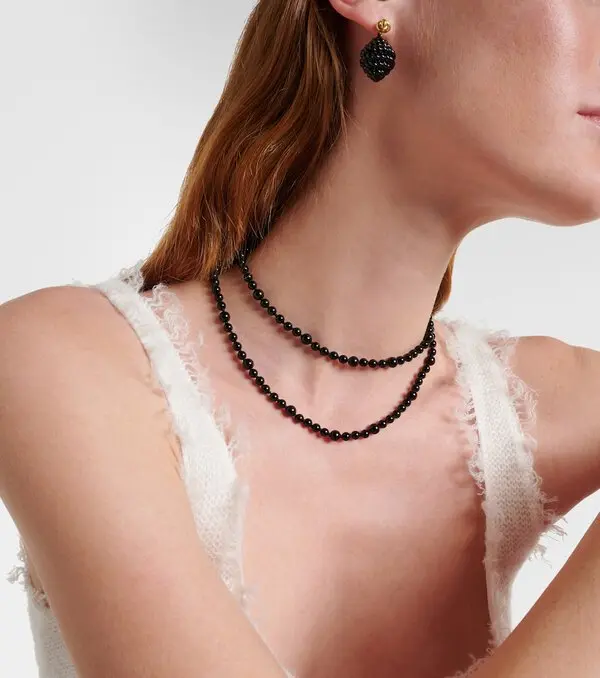 TOTEME Infinity Beaded Onyx Necklace - Black