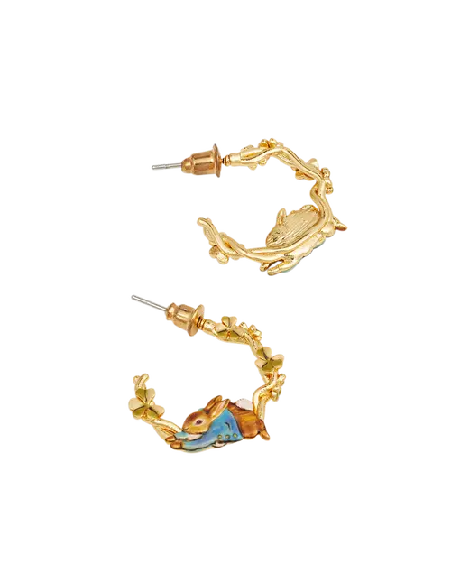 FABLE ENGLAND X Peter Rabbit Jumping Clover Hoop Earrings