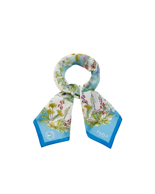 FABLE ENGLAND X Peter Rabbit Narrative Silk Blend Square Scarf - Blue