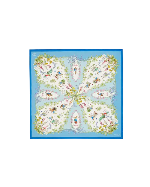 FABLE ENGLAND X Peter Rabbit Narrative Silk Blend Square Scarf - Blue