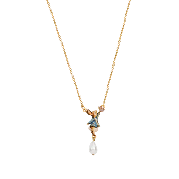 FABLE ENGLAND X Peter Rabbit Butterfly Pearl Drop Necklace - Gold
