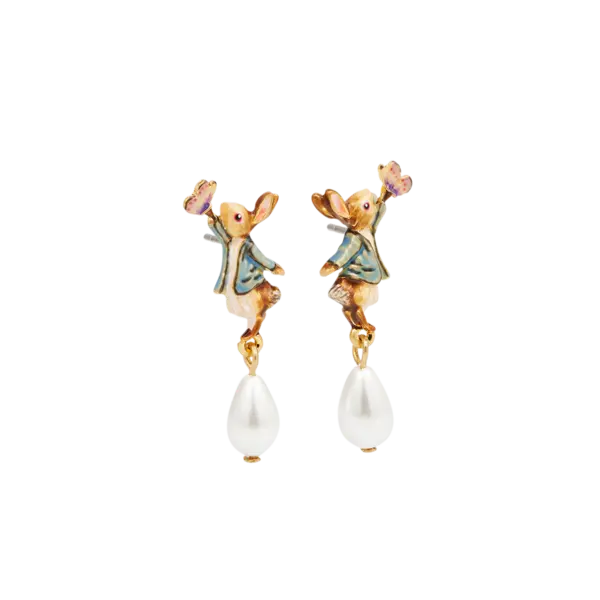 FABLE ENGLAND X Peter Rabbit Butterfly Pearl Drop Earrings - Gold