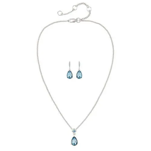 SUSAN CAPLAN Givenchy Sapphire Swarovski Crystal Clip-on Earring And Necklace - Set