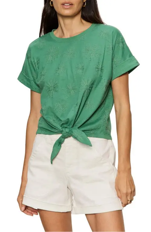 Sanctuary Embroidered Tie Hem T-shirt - Green Juice/embroidery