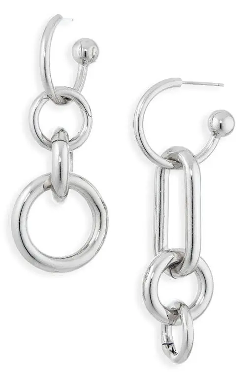 JUSTINE CLENQUET Troy Mismatched Drop Earrings - Palladium