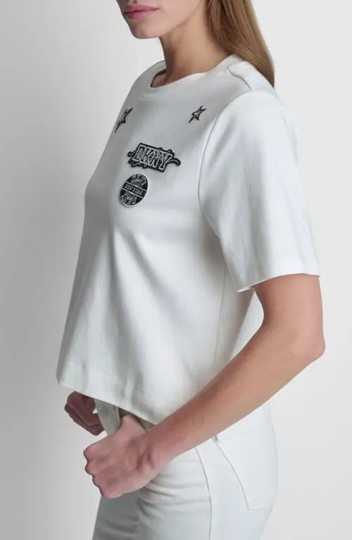 Dkny Pins & Patches Crop Cotton T-shirt - White