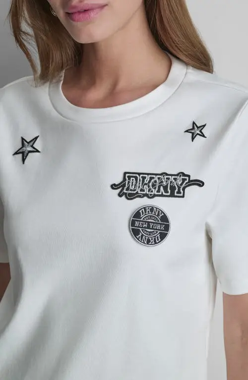 Dkny Pins & Patches Crop Cotton T-shirt - White