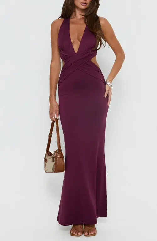 Princess Polly Bambia Cutout Sleeveless Gown - Purple
